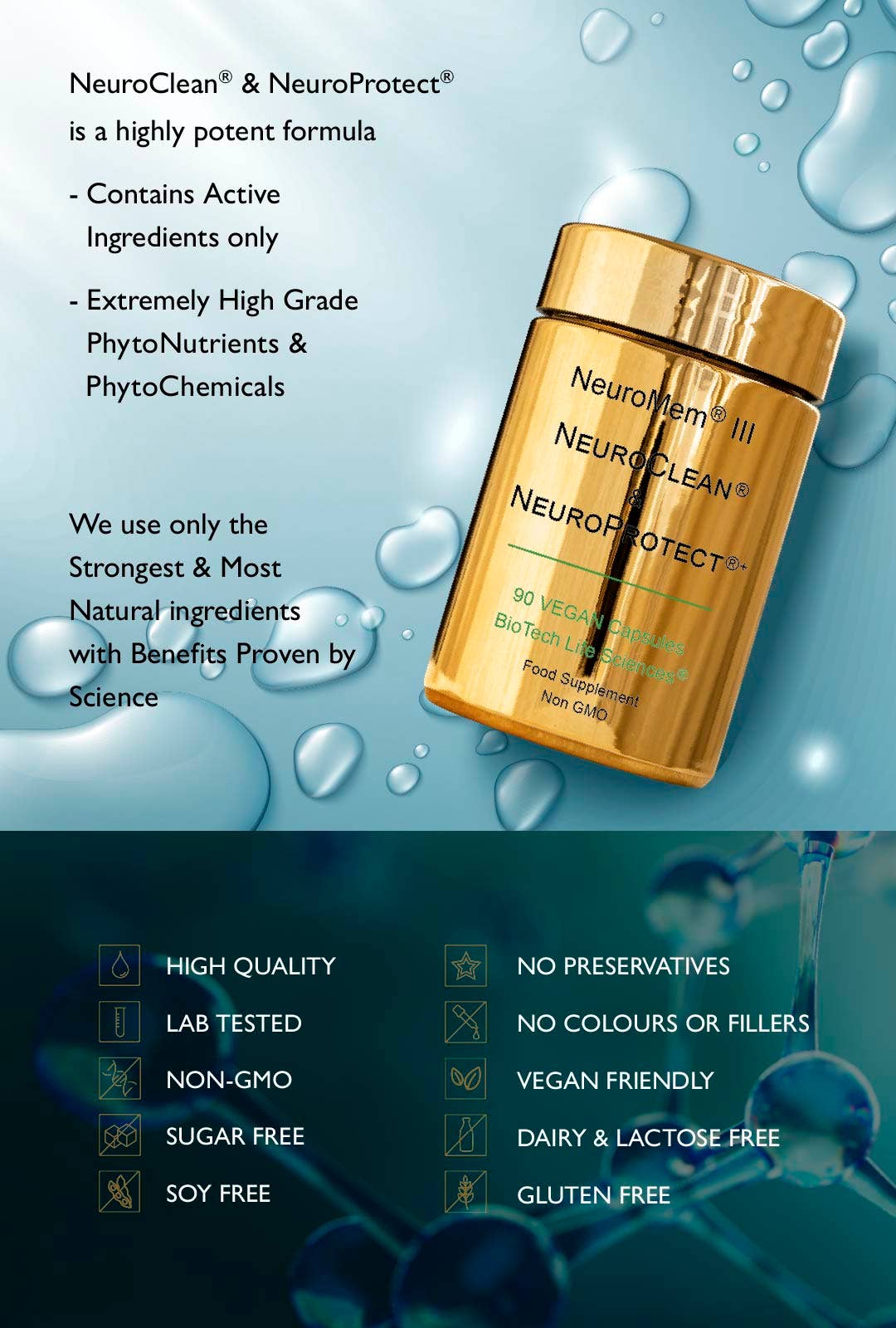 IQ3 NeuroClean NeuroProtect® Cognitive Function AntiOxidants: 90 Count ...