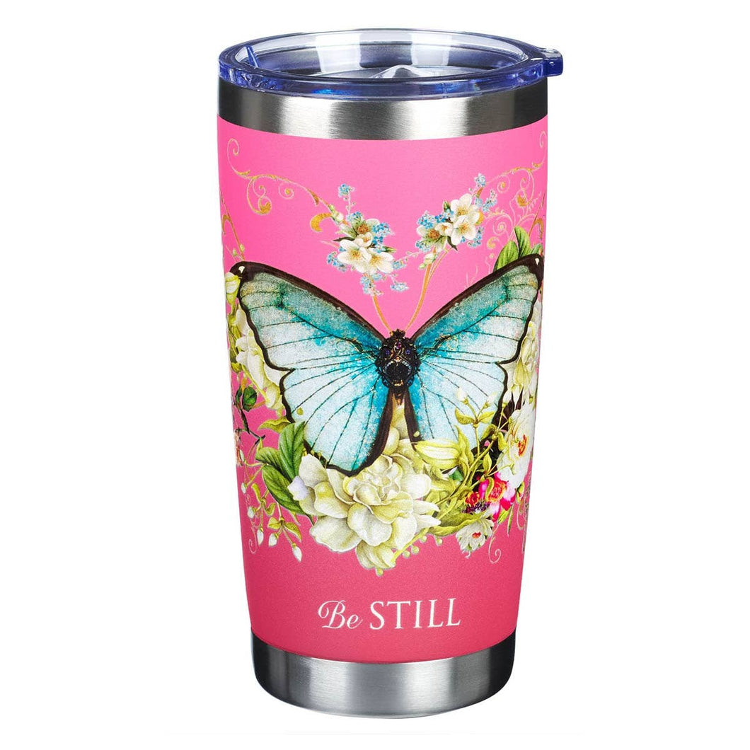 Mug SS Travel Pink Butterfly Be Still – B'Dazzled Shop